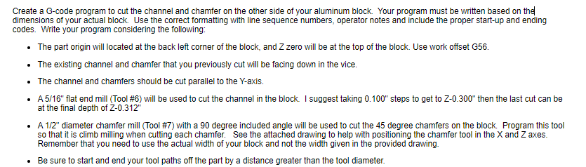 Solved Create a G-code program to cut the channel and | Chegg.com