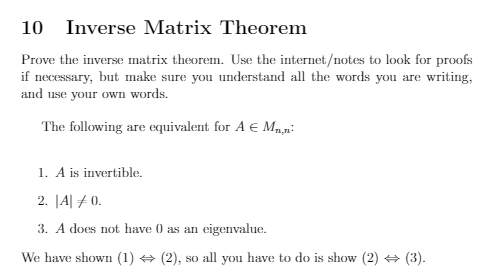 Solved 10 Inverse Matrix TheoremProve the inverse matrix | Chegg.com