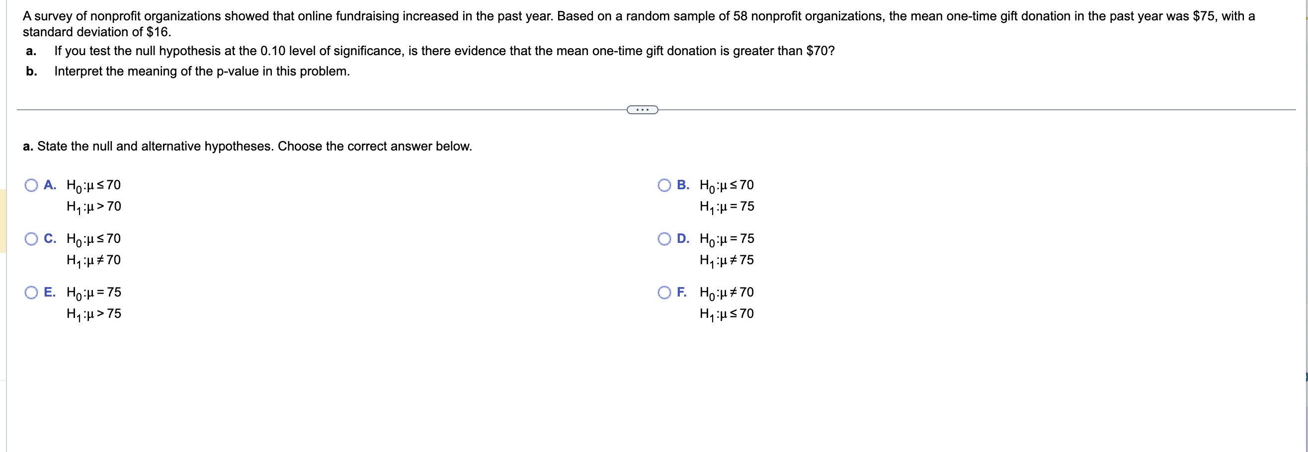 Solved Standard Deviation Of 16 A If You Test The Null