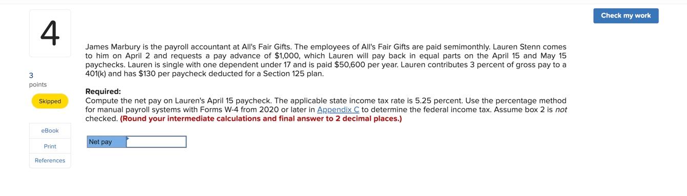 Solved James Marbury is the payroll accountant at All's Fair | Chegg.com