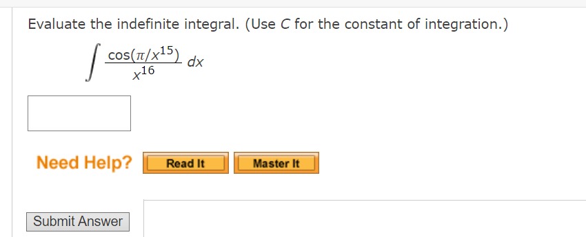 Solved Evaluate the indefinite integral. (Use C for the | Chegg.com