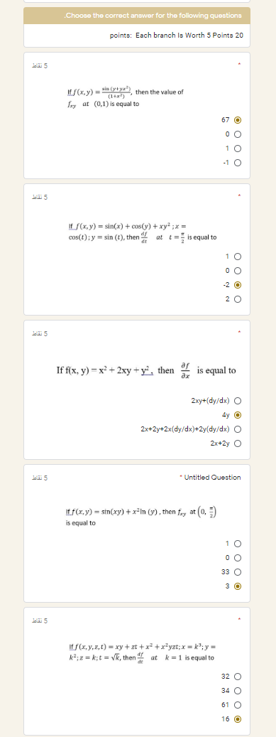 Solved Choose the correct answer for the following questions | Chegg.com