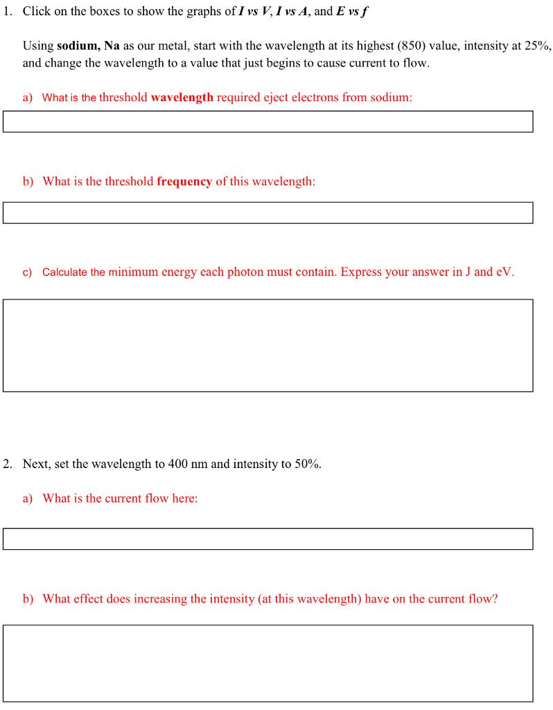 Solved The Photoelectric Effect Lab Procedure - Answer | Chegg.com