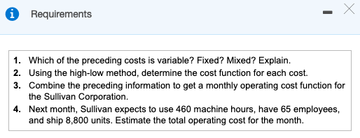 Solved Requirements 1 1. Which of the preceding costs is | Chegg.com