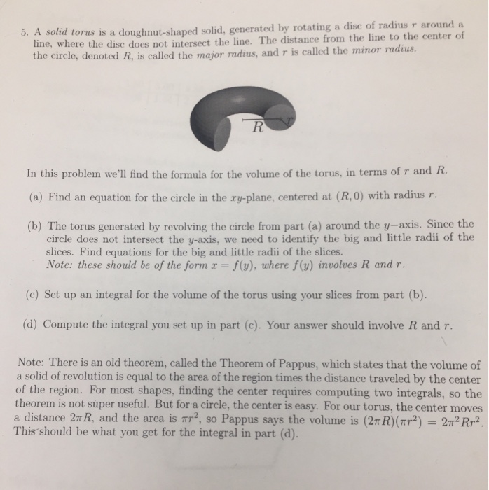 Solved solid torus is a doughnut-shaped solid, generated by | Chegg.com