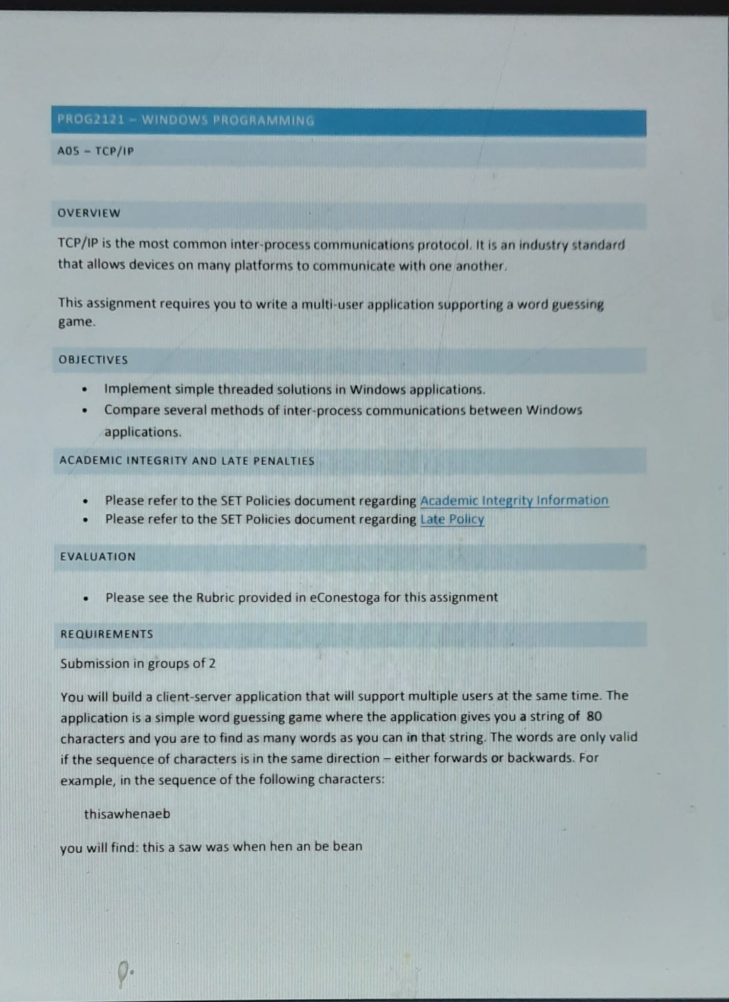 Solved A05 - TCP/IP OVERVIEW TCP/IP is the most common | Chegg.com