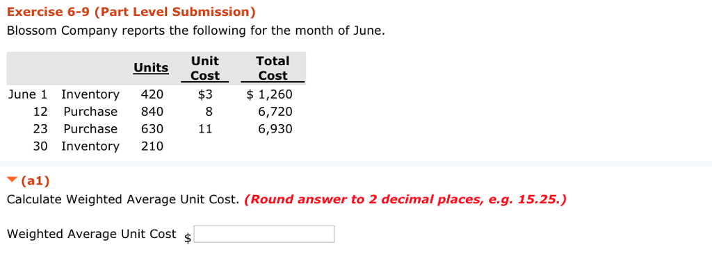 Solved Exercise 6-9 (Part Level Submission) Blossom Company | Chegg.com