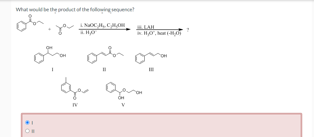 Solved What would be the product of the following sequence? | Chegg.com