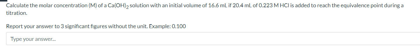 Solved Calculate the molar concentration (M) of a Ca(OH)2 | Chegg.com