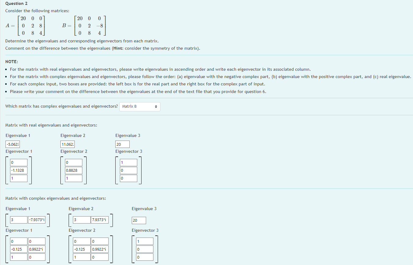 Solved Consider the following matrices: | Chegg.com