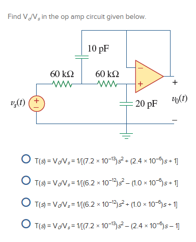 Solved Find VdVs in the op amp circuit given below. 10 pF 20 | Chegg.com