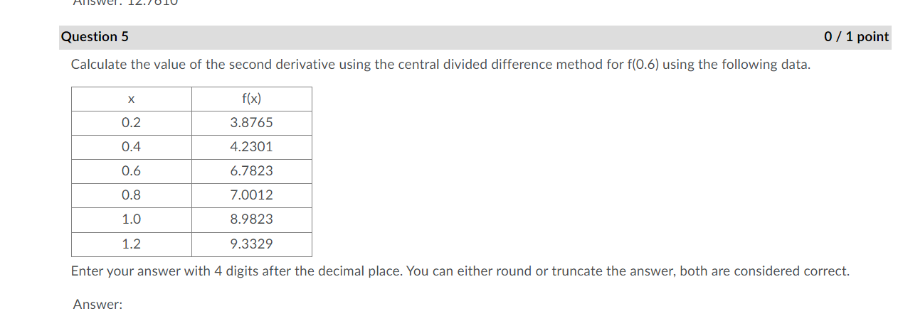 Solved Calculate the value of the first derivative using the | Chegg.com