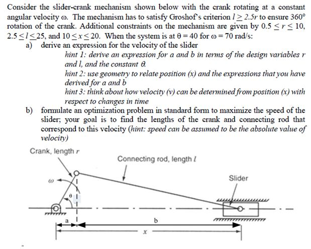 Solved Consider the slider-crank mechanism shown below with | Chegg.com