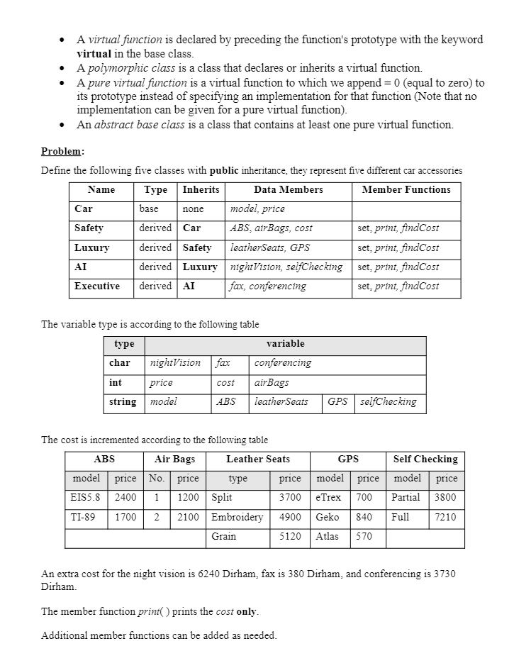 Solved - A virtual function is declared by preceding the | Chegg.com