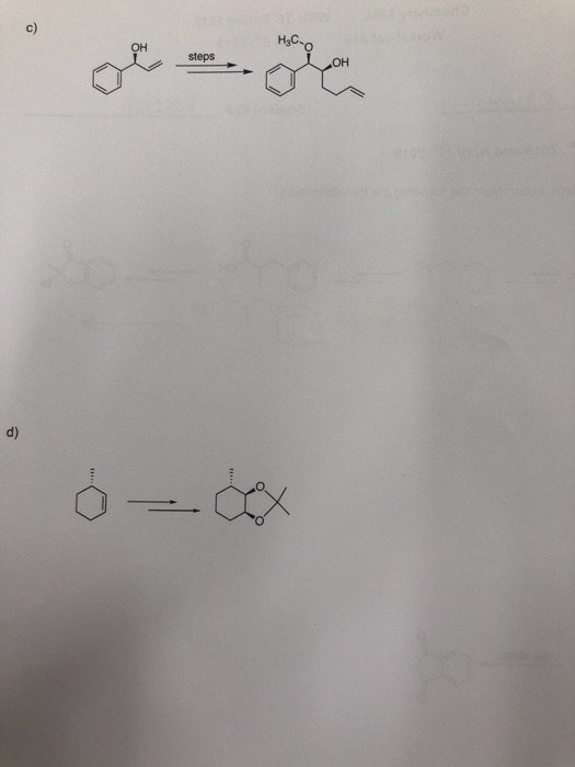 Solved c) H3C-o OH steps OH d) | Chegg.com