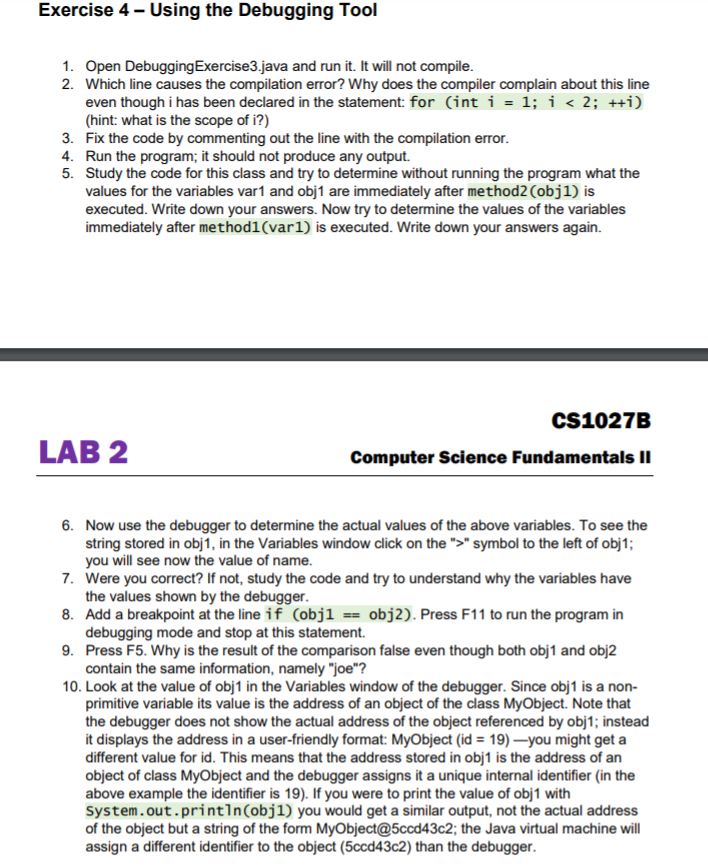 Solved public class DebuggingExercise3 { private static int | Chegg.com