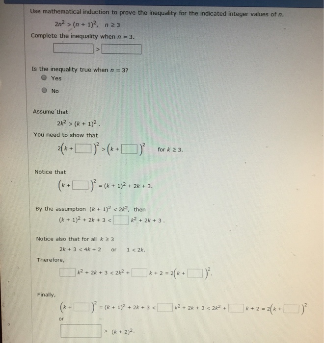 Solved Use mathematical induction to prove the inequality | Chegg.com