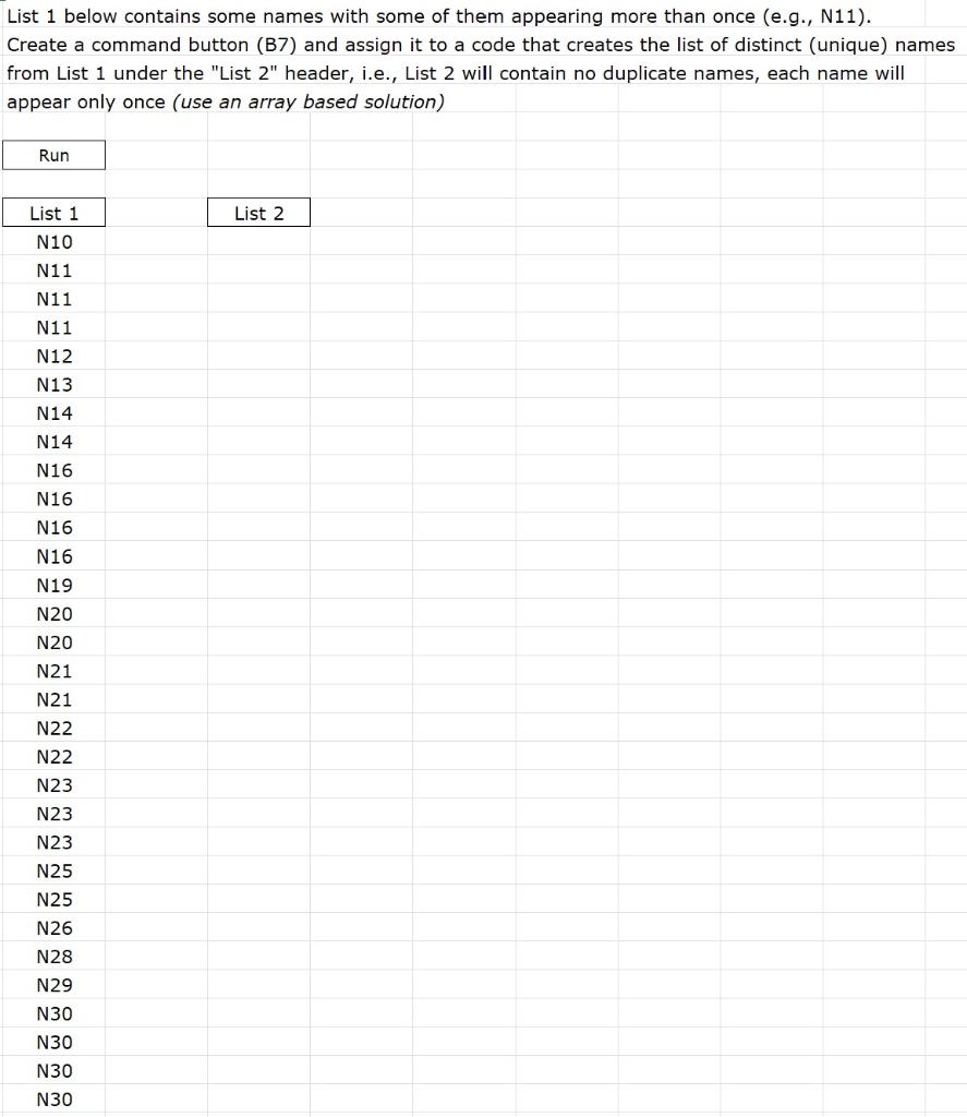 Solved Use VBA programming on excel to create codes for | Chegg.com