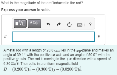 Solved What is the magnitude of the emf induced in the rod? | Chegg.com