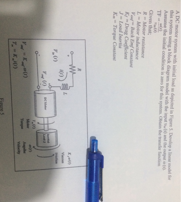 Solved A DC motor system with initial load as depicted in | Chegg.com
