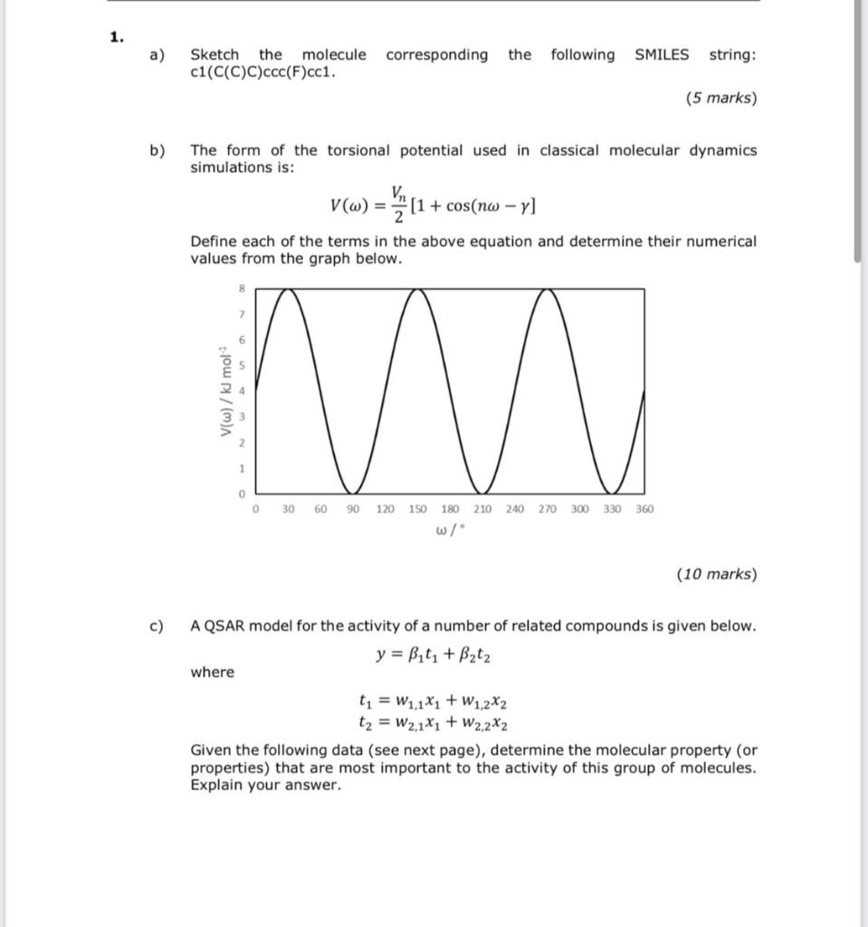Question 1 Continued 8 Marks D The Tip3p Water