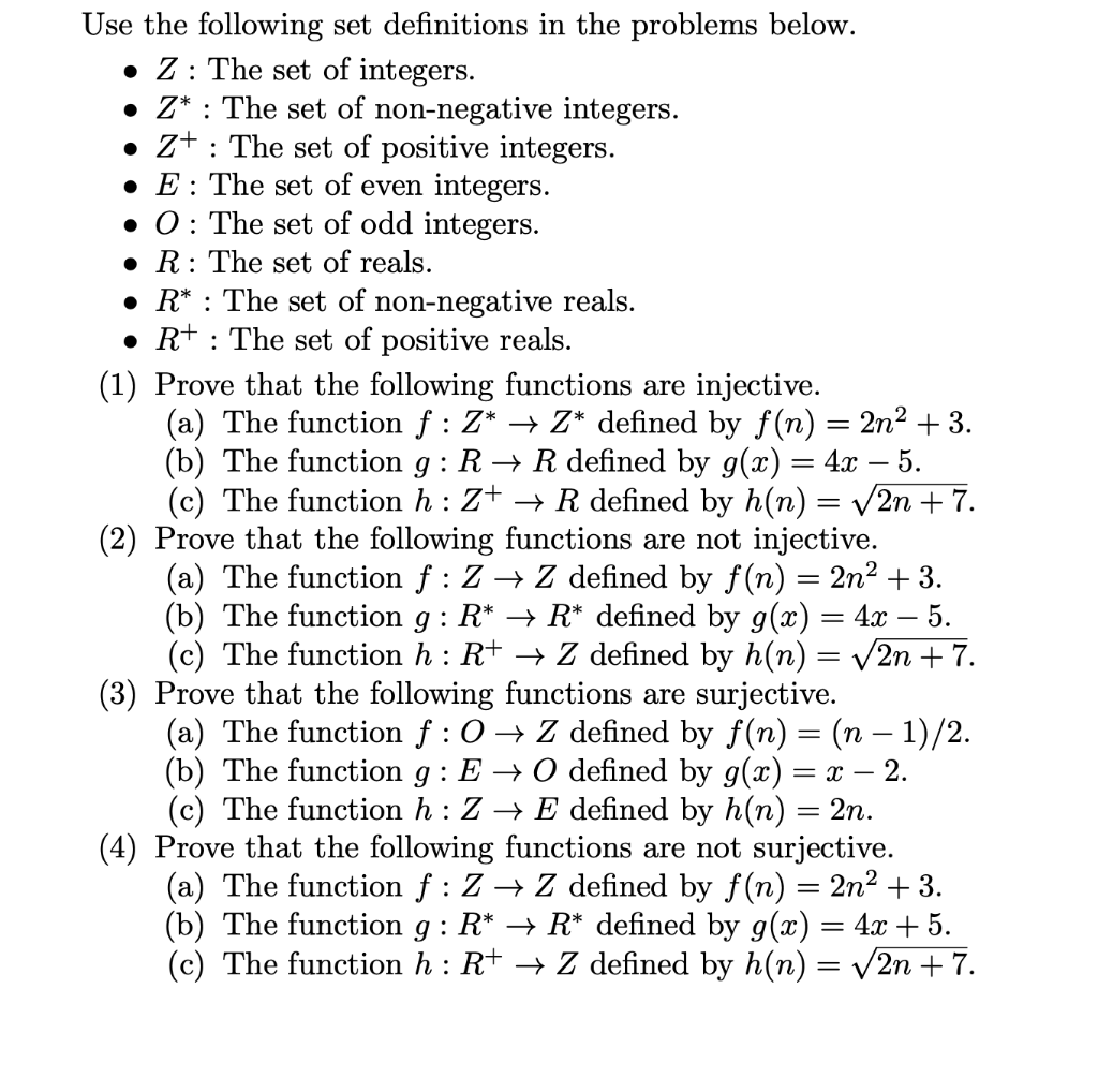 Solved Use the following set definitions in the problems | Chegg.com