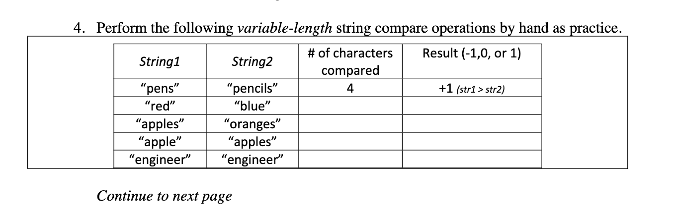 4. Perform the following variable-length string | Chegg.com