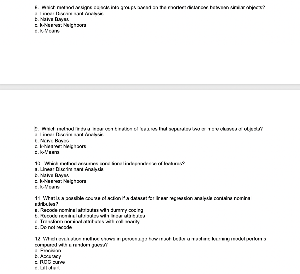 Solved 1. What data are more appropriate to build predictive | Chegg.com