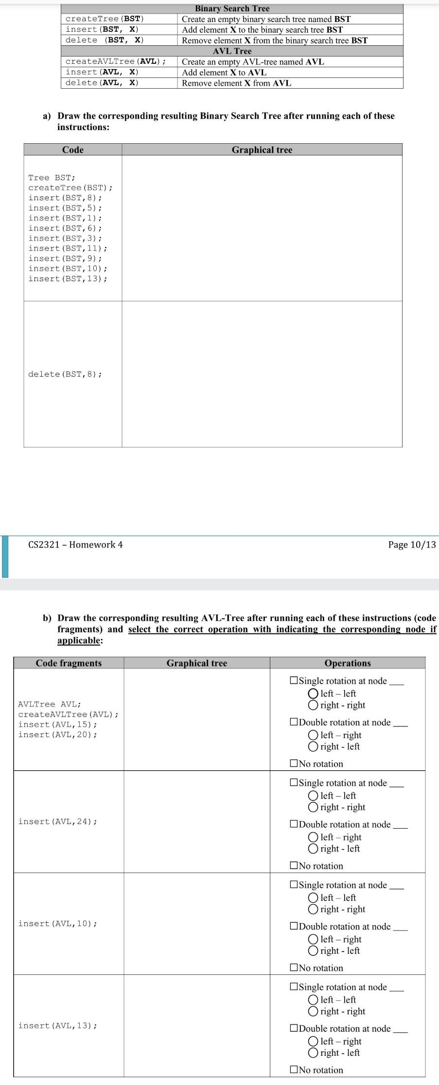 Solved Createtree Bst Insert Bst X Delete Bst X