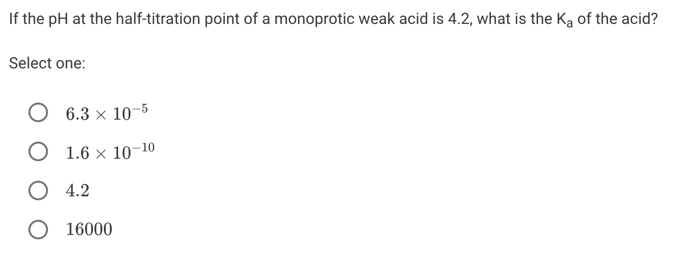 Solved If ﻿the pH at ﻿the half-titration point of ﻿a | Chegg.com