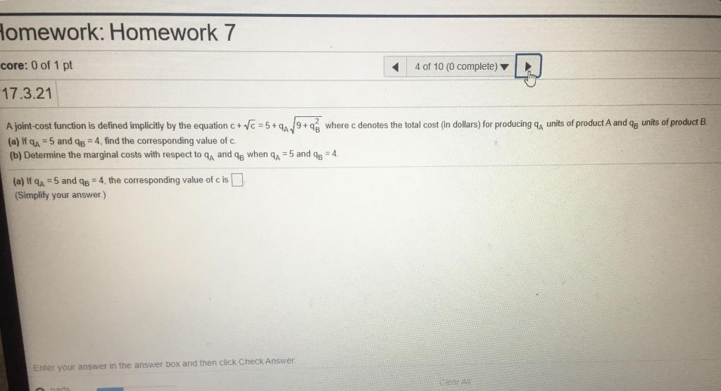 Solved lomework: Homework 7 core: 0 of 1 pt 4 of 10 (0 | Chegg.com