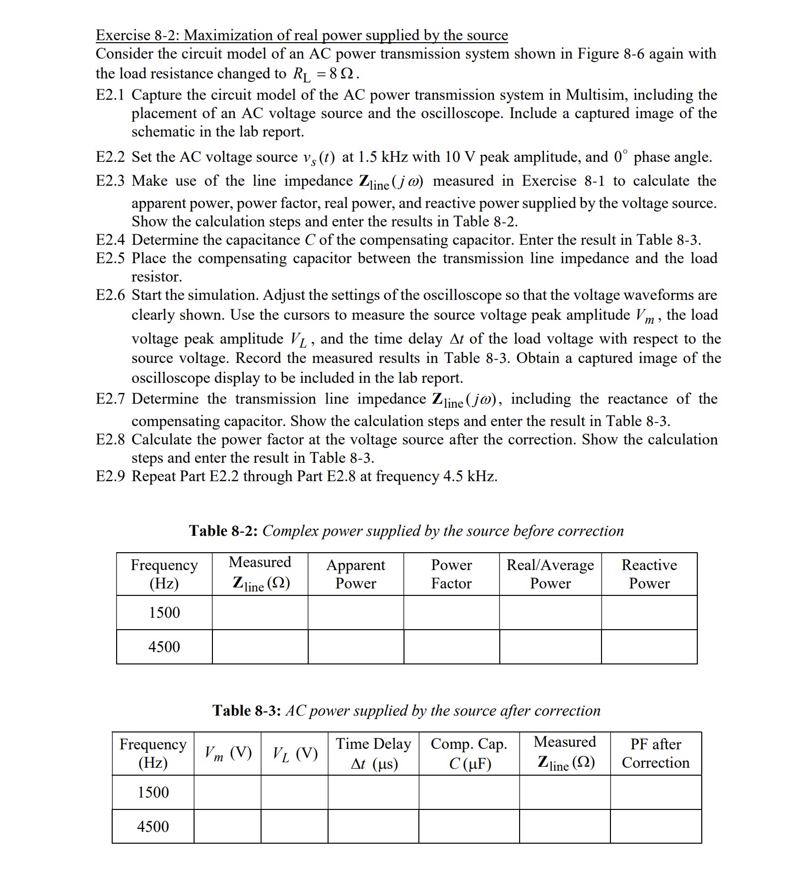 Solved Exercise 8-1: Measurement of transmission line | Chegg.com