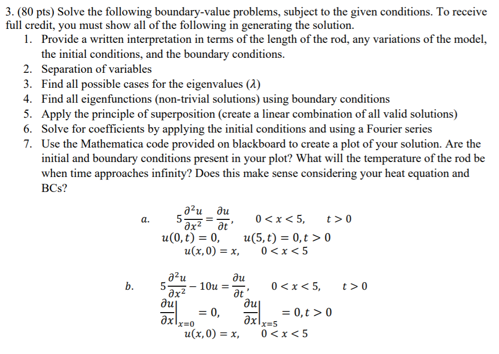 Solved 3. (80 pts) Solve the following boundary-value | Chegg.com