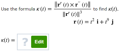 Solved Use the formula k (t) = ||r' (t) xr" (0)|| to find | Chegg.com