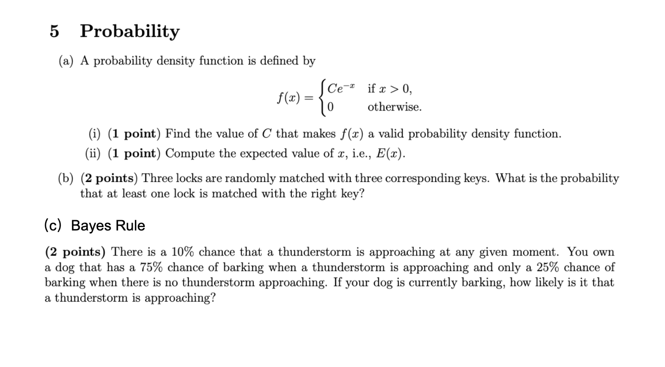 Solved 5 Probability (a) A probability density function is | Chegg.com