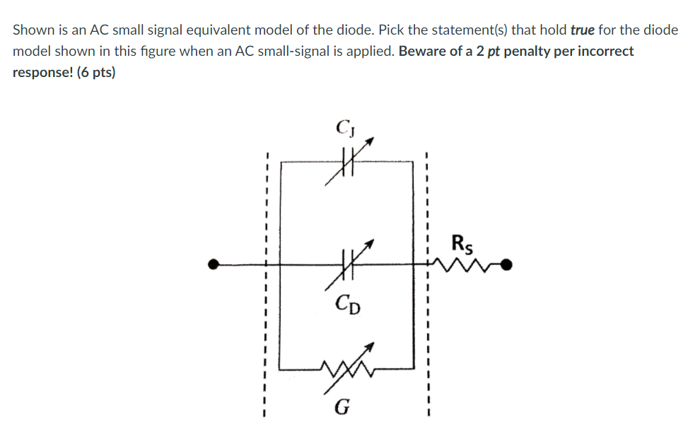 Solved Shown is an AC small signal equivalent model of the | Chegg.com