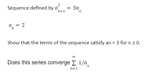 Solved Sequence defined by an+12=3an a0=2 Show that the | Chegg.com