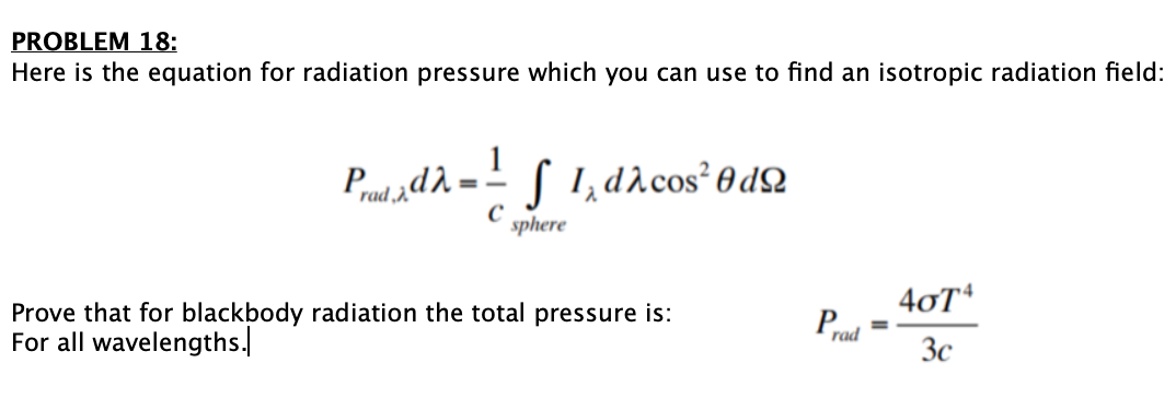 Solved PROBLEM 18: Here is the equation for radiation | Chegg.com