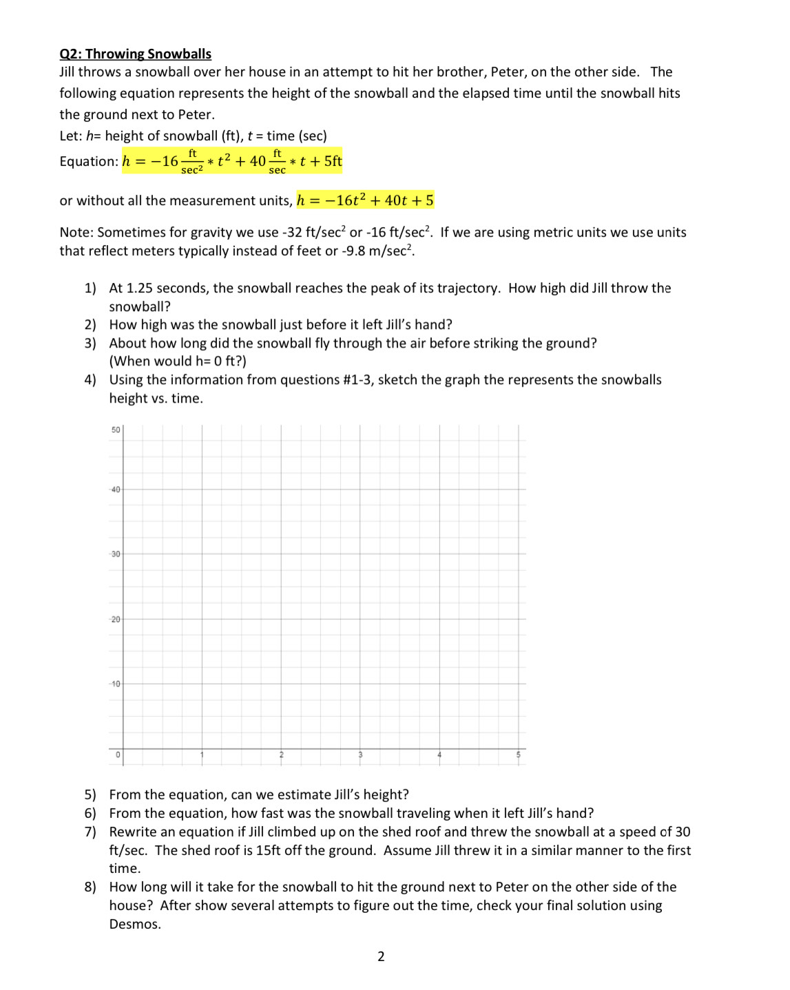 Solved Q2: Throwing Snowballs Jill throws a snowball over | Chegg.com