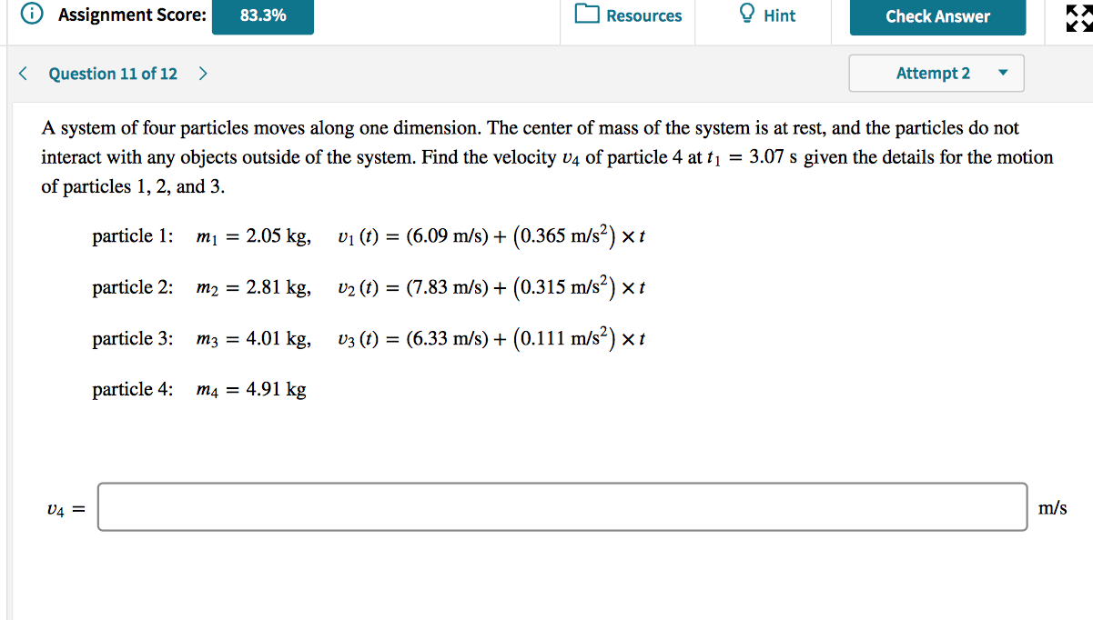 Solved Assignment Score: 83.3% Resources Hint Check Answer