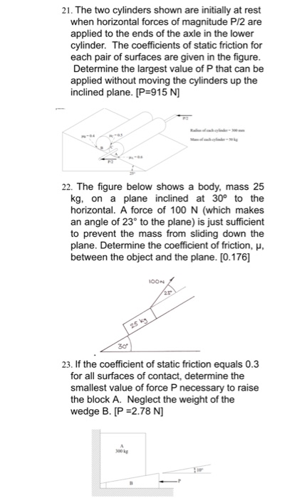 Solved 21. The two cylinders shown are initially at rest | Chegg.com