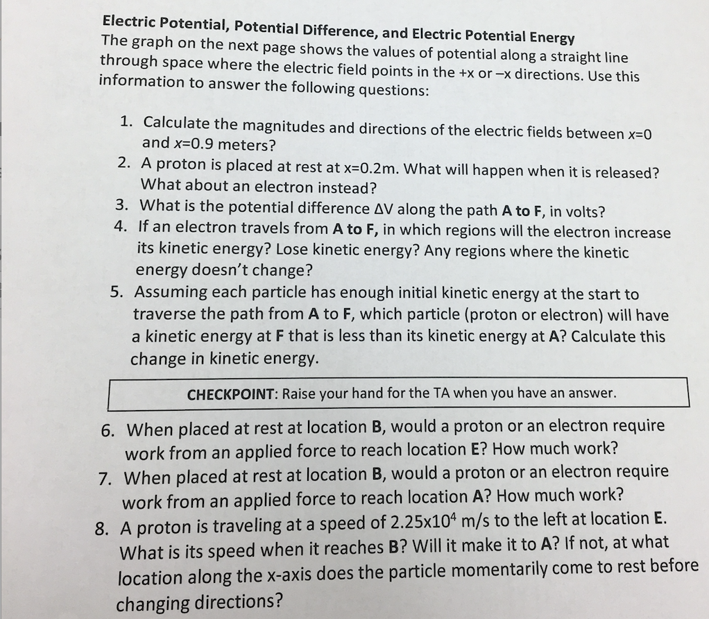 Fields And Potential Energy Worksheet Key
