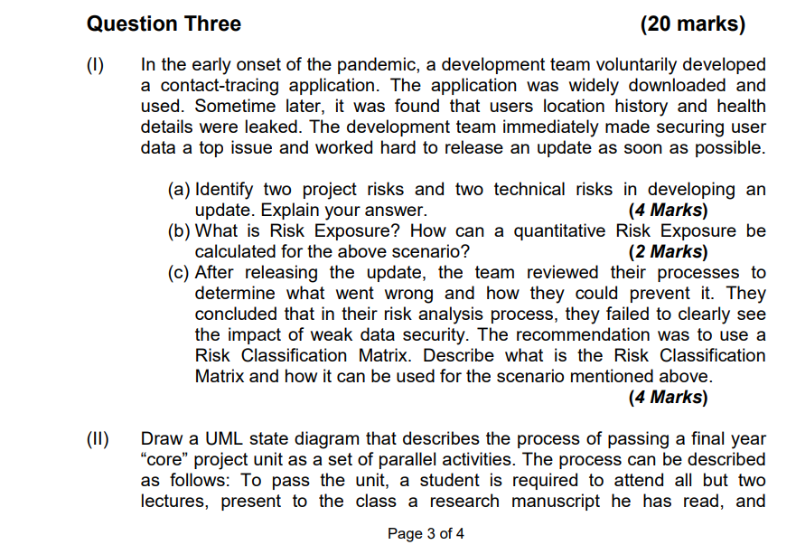 Solved Question Three (20 marks) (I) In the early onset of | Chegg.com