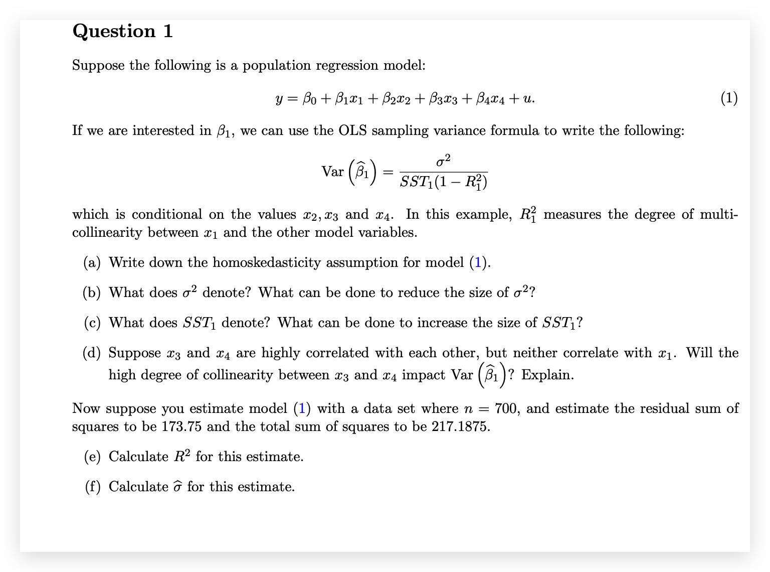 Solved Question 1Suppose the following is ﻿a population | Chegg.com