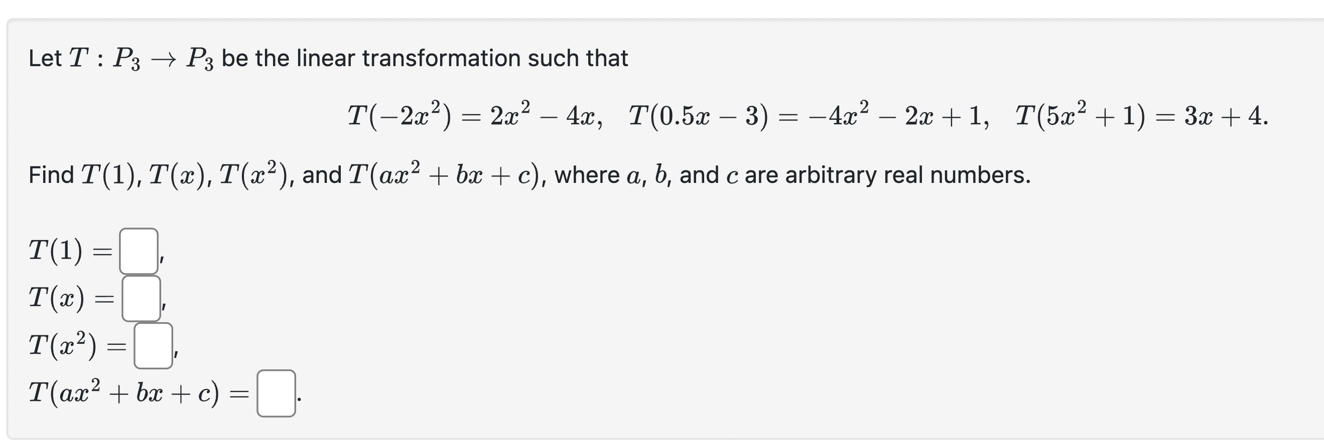 Solved Let T:P3→P3 be the linear transformation such that | Chegg.com