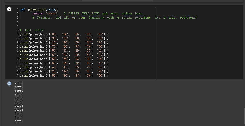 Solved Part 5: Show Me Your Poker Face (10 points) | Chegg.com