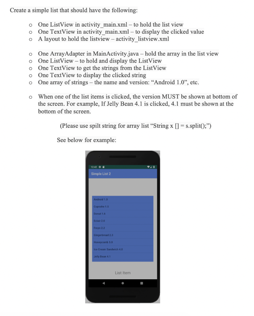 Create a simple list that should have the following: | Chegg.com
