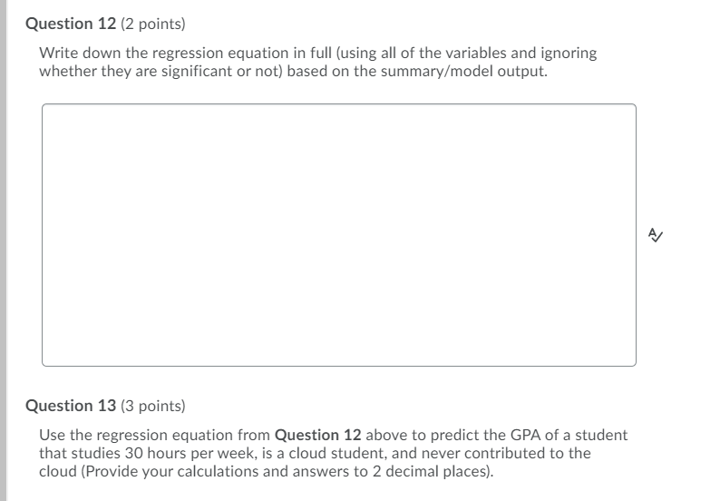 Solved Question 9 (3 points) Saved The following summary | Chegg.com