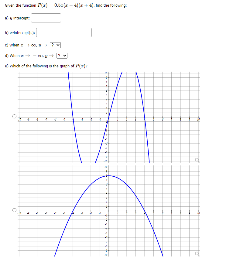 Solved Given the function P(x)=0.5x(x-4)(x+4), ﻿find the | Chegg.com