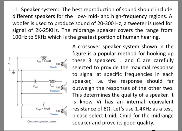 Solved 11. Speaker system: The best reproduction of sound | Chegg.com
